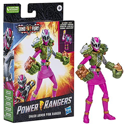 Spider-Man Power Rangers Dino Fury Smash Armor Pink Ranger, 6-Inch Power Rangers Action Figures Make Great Gifts for Boys and Girls Ages 4 and Up