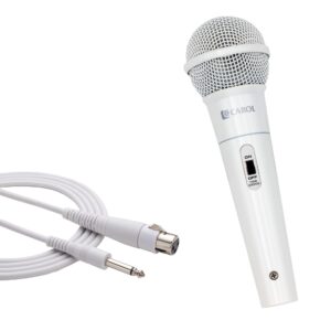 carol mud-525 cardioid dynamic microphone vocal, white microphone, for conference and campus use, teach, singing, stage performance w/ 14.8ft xlr to 1/4"(6.35mm) cable (white)