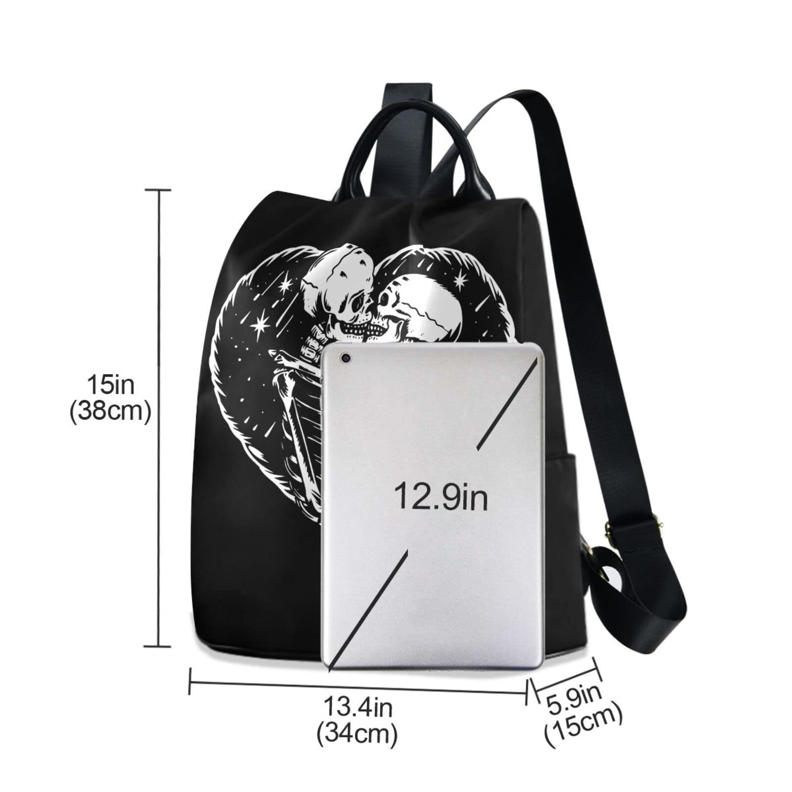 ALAZA Skeleton Skull Love Heart Backpack Purse for Women Travel Casual Daypack College Bookbag Work Business Ladies Shoulder Bag