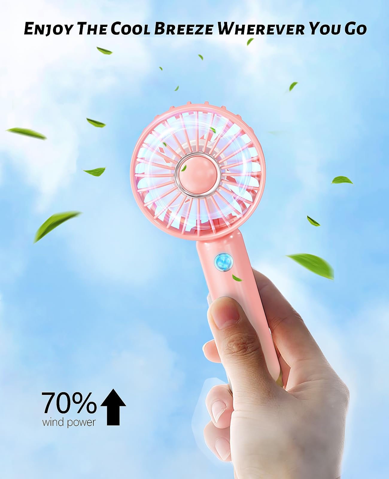 RNKRUN Portable Mini Fan, HandHeld Small Personal Battery Operated Fan Quiet usb Rechargeable 3 Speed makeup Lash Fan for Outside Travel Patios Indoor Shop Women Men Kids Girl Eyelash, pink