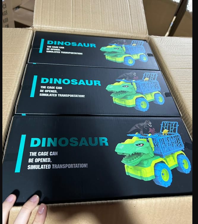 EPPO Dinosaur Truck Playset Toys for Kids 3-5, Large Tyrannosaurus Vehicle with 8 Jurassic Dinosaurs, Activity Play Mat, Dinosaur Eggs, Carrier Car Toys for 3 4 5 6 + Years Old Boys Girls Kids Gifts