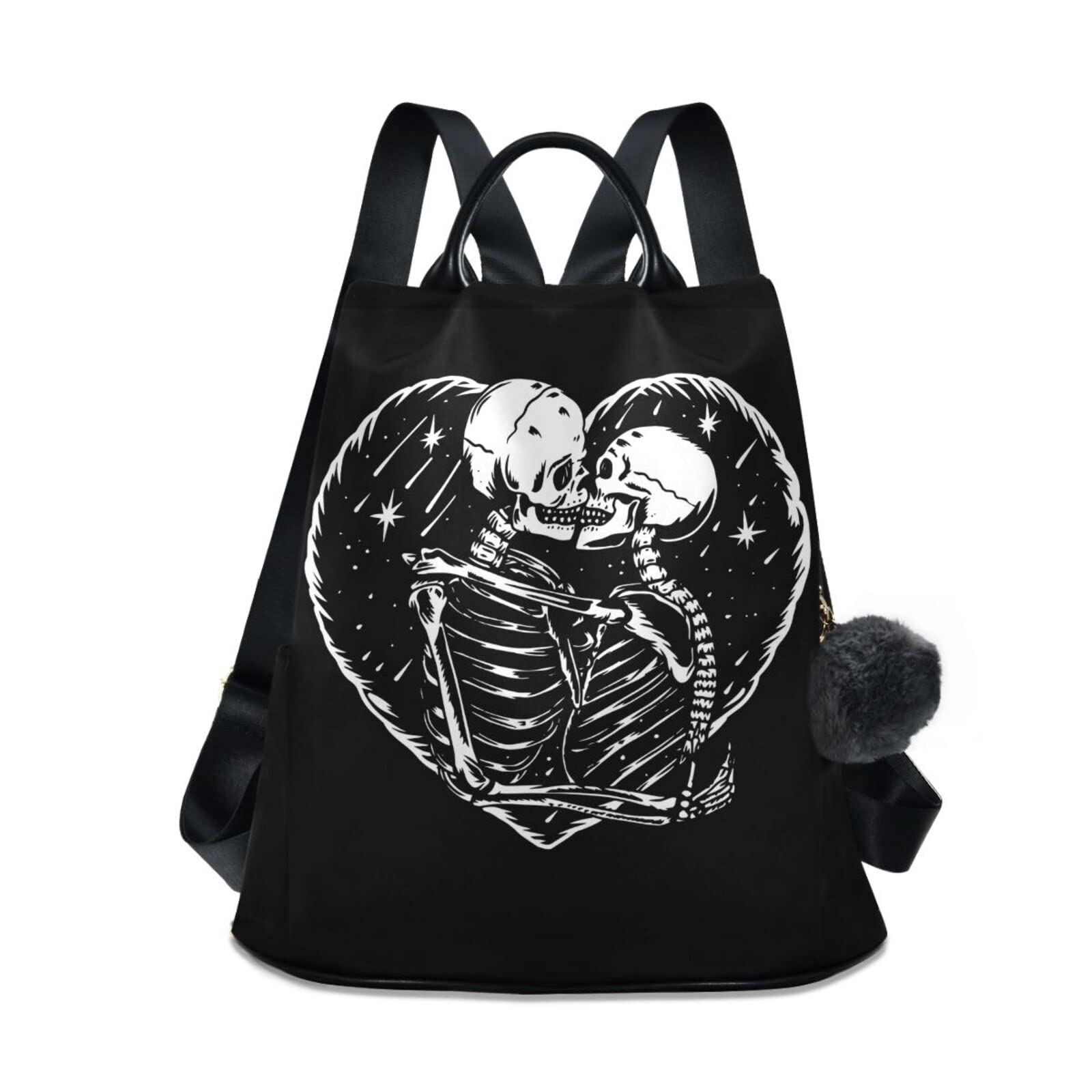 ALAZA Skeleton Skull Love Heart Backpack Purse for Women Travel Casual Daypack College Bookbag Work Business Ladies Shoulder Bag