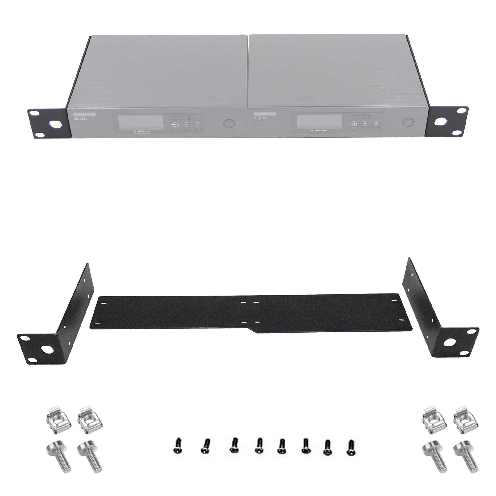 RK Rackmount Bracket Kit fit for QLXD4 Dual (2) Receivers Wireless System Mount on 1U Standard 19'' Rack Distribution