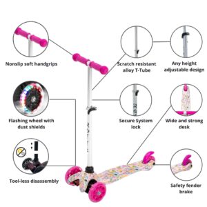 ROFFT Scooter for Kids Ages 3-5 - Wide Deck & Light Up Wheels, Self Balancing Kids, Toys for Boys & Girls, Adjustable Height, Aluminum T-Bar