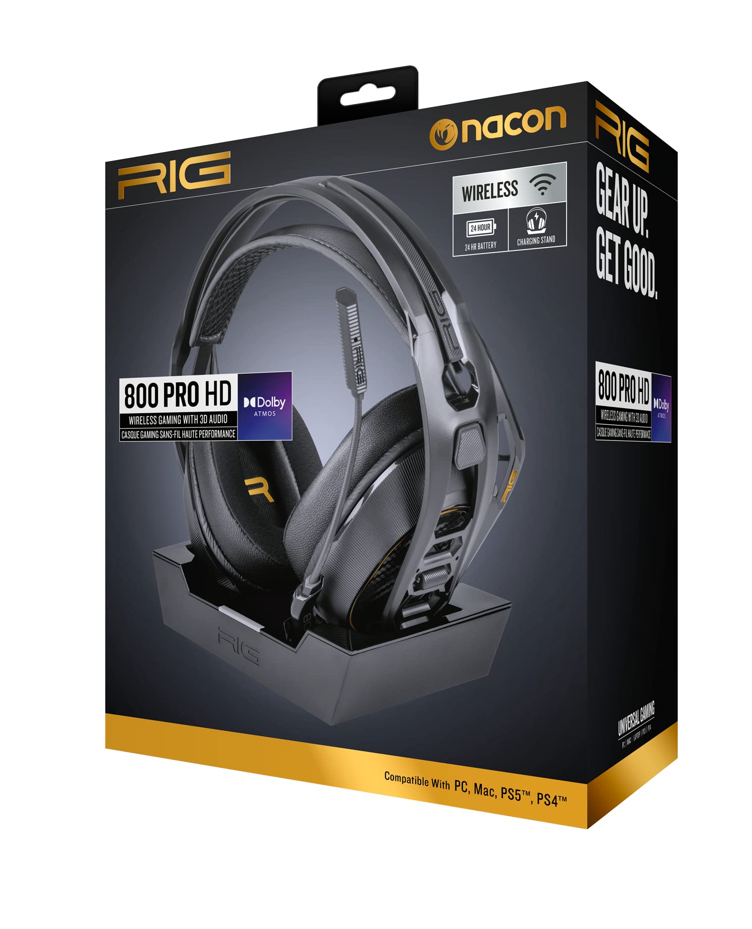 RIG 800 PRO HD Wireless Gaming Headset & Multi-Function Base Station - Compatible with PC, Mac, PS5, PS4 - with Dolby Atmos 3D Audio for Windows 10/11 PCs (NOT Compatible with Xbox)