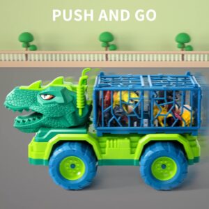 MAGICDINOSAUR Dinosaur Transport Truck for Kids 3-5, T-rex Vehicle Carrier Car Toys for Boys 3 4 5 6 7 Years Old, Truck Toy with Dino Figures & Play Mat, Gift for Toddlers Boys Girls