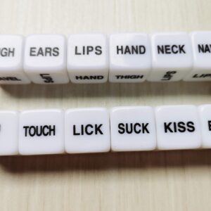 English Fun White Couple dice,Dice with Action Instructions in English,2 Pieces to Play Together,36 Ways to Play,Acrylic(4 Pieces)