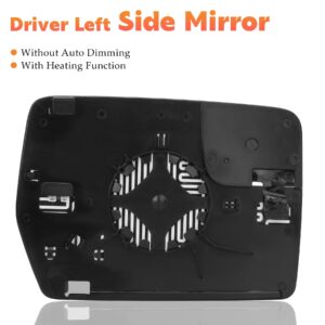 Left Driver Side Heated Convex Mirror Glass Fits for Ford F-150 2011 2012 2013 2014 Replacement for BL3Z-17K707-E w/o Auto Dimming