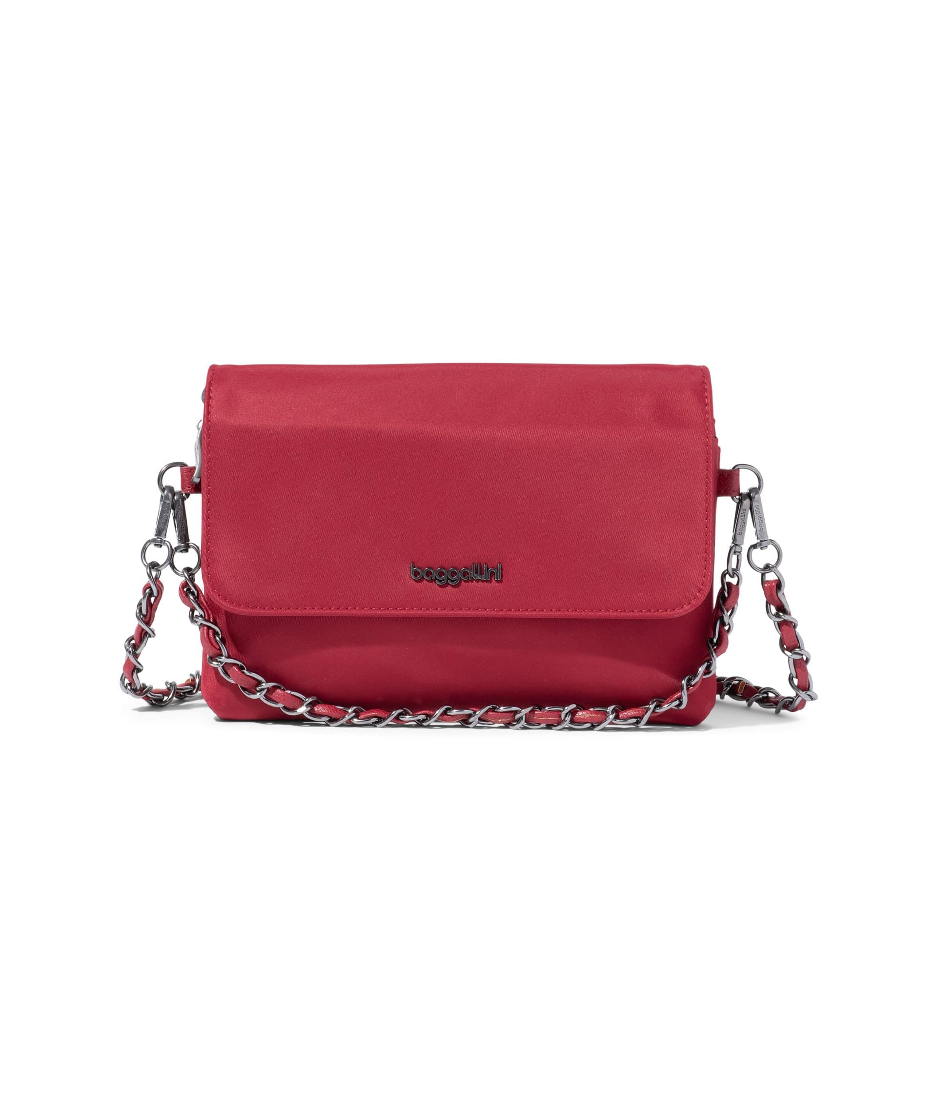 Baggallini Womens Flap Crossbody With Chain, Ruby Red