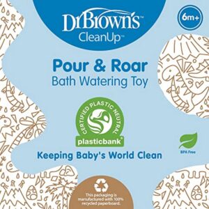 Dr. Brown’s CleanUp Pour & Roar Watering Can, Baby Bath Essentials Kids Toy, 6+ Months BPA Free, Certified Plastic Neutral