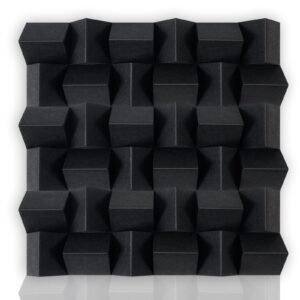 bubos acoustic panels,diy acoustic diffuser sound diffuser panels full frequency sound absorption（24 x 24inch）,better acoustic treatment for recording studio, office, home studio(black)