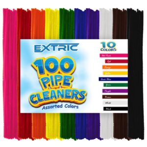 pipe cleaners- 100 pc. pipe cleaner assorted colors 12” chenille stems, pipe cleaners craft, fuzzy sticks great craft supplies diy art & craft projects| 6mm x12 inch