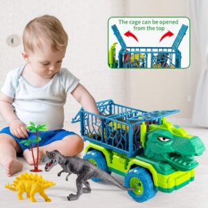 MAGICDINOSAUR Dinosaur Transport Truck for Kids 3-5, T-rex Vehicle Carrier Car Toys for Boys 3 4 5 6 7 Years Old, Truck Toy with Dino Figures & Play Mat, Gift for Toddlers Boys Girls