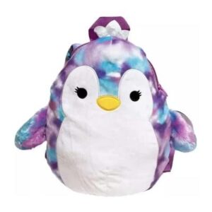 squishmallows official kellytoy backpack 12 inch squishy soft plush animal bag (tomara purple penguin)