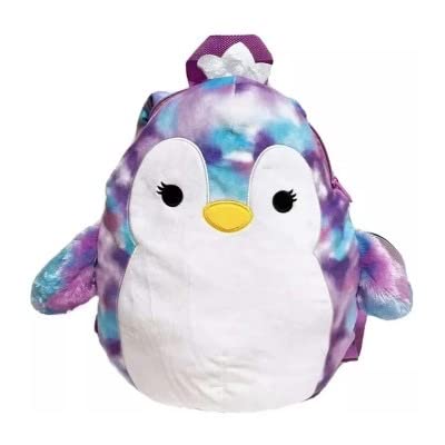 Squishmallows Official Kellytoy Backpack 12 Inch Squishy Soft Plush Animal Bag (Tomara Purple Penguin)