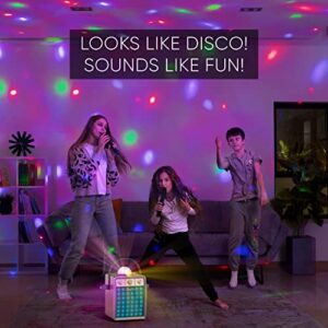 MASINGO Karaoke Machine for Adults and Kids with 2 Wireless Microphones, Portable Singing PA Speaker System Set with 2 Bluetooth Mics, Disco Ball Party Lights & TV Cable, Ostinato M7