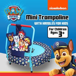 PAW Patrol Mini Trampoline, Indoor Kids Trampoline for Toddlers with Handle, Features Everest, Chase, Marshall, Skye and Rubble, Multi