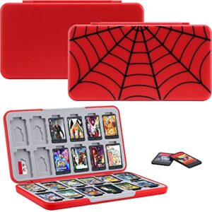 jusy game card case for nintendo switch, with 24 game card slots and 24 micro sd card slots, spider portable protective storage case (cobweb)