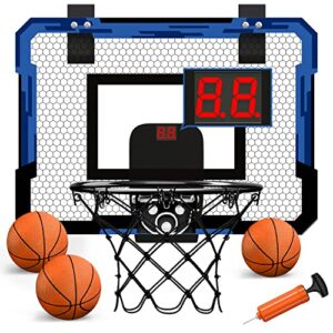 qdragon mini basketball hoop, over the door for indoor, with 3 balls/inflator/breakaway rim, toy gifts for kids and adults