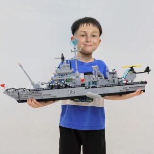 ulanlan navy destroyer building block set, warship building kit 6 in 1 military battleship building set toy gift for boys aged 8 +, adult gift 1560 pieces