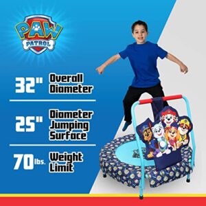 PAW Patrol Mini Trampoline, Indoor Kids Trampoline for Toddlers with Handle, Features Everest, Chase, Marshall, Skye and Rubble, Multi