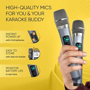 MASINGO Karaoke Machine for Adults and Kids with 2 Wireless Microphones, Portable Singing PA Speaker System Set with 2 Bluetooth Mics, Disco Ball Party Lights & TV Cable, Ostinato M7