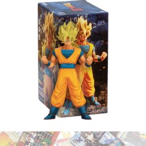 banpresto super saiyan son g o k u : 16cm burning fighters statue figurine vol.2 bundle with 1 d.b. theme compatible trading card (18389)