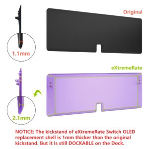 eXtremeRate DIY Full Set Shell for Nintendo Switch OLED, Replacement Console Back Plate & Kickstand, Custom NS Controller Housing with Full Set Buttons for Nintendo Switch OLED - Clear Atomic Purple