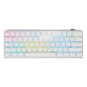 corsair k70 pro mini wireless rgb 60% mechanical gaming keyboard - fastest sub-1ms wireless, swappable cherry mx speed keyswitches, aluminum frame, pbt double-shot keycaps - na layout, qwerty - white