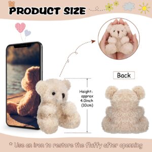 6 Pieces Mini Bear Plush Stuffed 4 Inch Small Bear Bulk Animal Toys for Baby Shower Party Favors Tiny Soft Bear Doll Gifts for Graduation Keychain Bag Charm Supplies (Brown, Apricot)