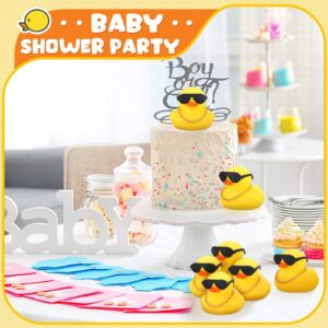 18 Pcs Mini Rubber Ducks Baby Shower Tiny Rubber Ducks Bulk with Sunglasses, Float Bath Toys Bathtub Duckies Mini Ducks for Shower Birthday Party Favors Carnival Gift (Yellow)