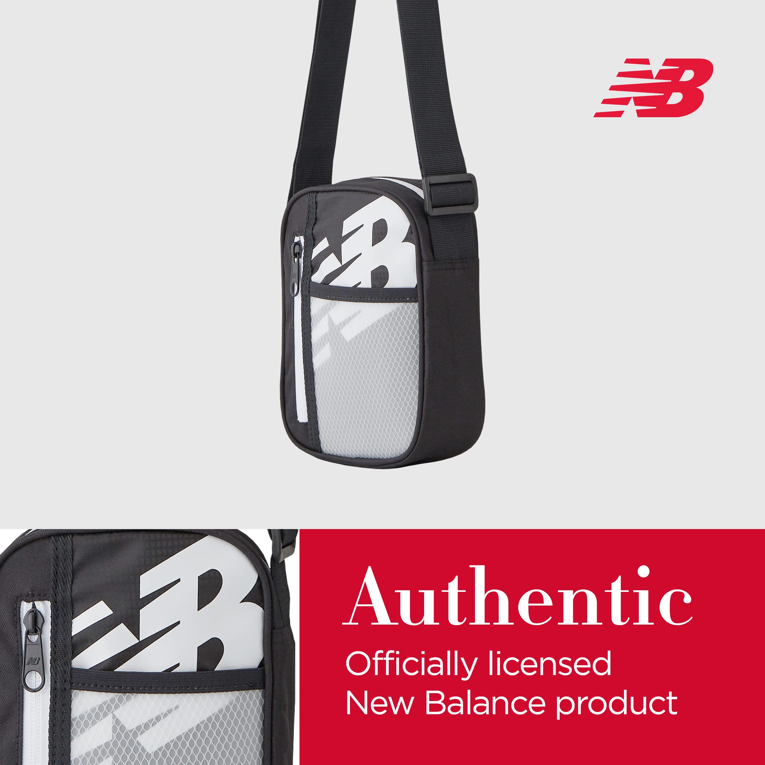 New Balance Shoulder Bag, Core Performance Crossbody Purse for Men and Women, Black