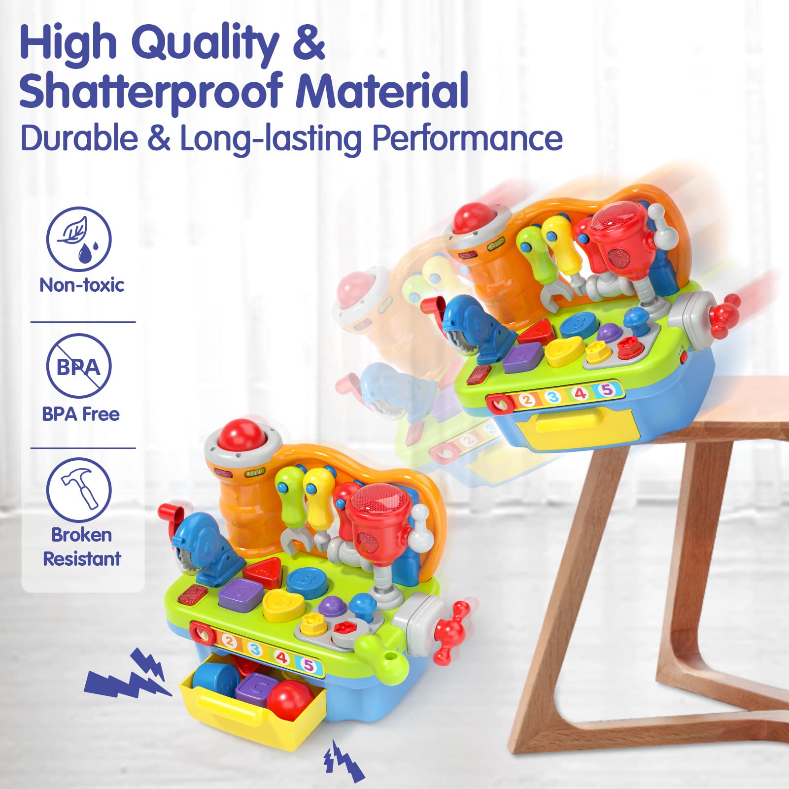 Toys for 1 Year Old Boy Toys, 9 in 1 Multifunction Music Workbench Baby Boy Toys for 1 + Year Old Boy 2 Year Old Boy Toys Baby Toys 12-18 Months with 123,Shape,Color, 1 Year Old Toys Boy Birthday Gift