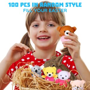 100 Pack Mini Plush Animals Toys Set Small Stuffed Animals Toys Small Animal Plush Keychain Set for Valentine Easter Party Carnival Prizes Classroom Rewards Goody Bags Filler, 27 Random Style