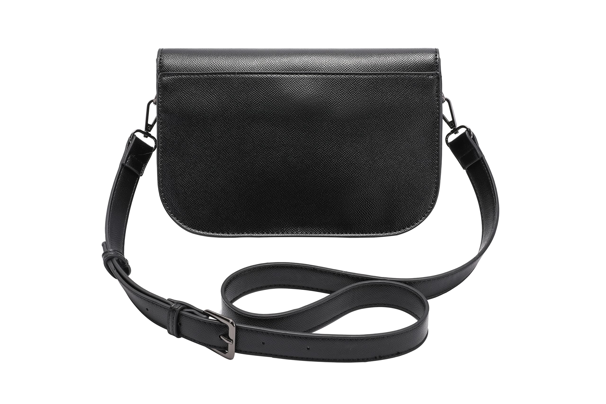 Daisy Rose Cross Body Bag with Magnet Closure - PU Vegan Leather Shoulder Bag - BLACK