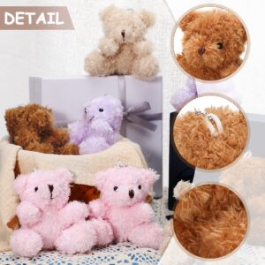 6 Pieces Mini Bear Plush Stuffed 4 Inch Small Bear Bulk Animal Toys for Baby Shower Party Favors Tiny Soft Bear Doll Gifts for Graduation Keychain Bag Charm Supplies (Brown, Apricot)