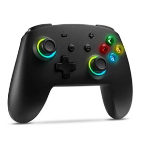 ykoex switch controller, 9 led colors, switch pro controller compatible with switch/switch oled/switch lite, wireless gamepad with back buttons/programmable/motion control/dual vibration/turbo