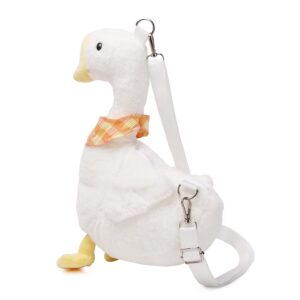 LOXOMU Cute Plush Duck Crossbody Bag, Animals Kawaii Coin Purse Soft Plush Shoulder Bag,Cartoon Crossbody Bag for Women (White)