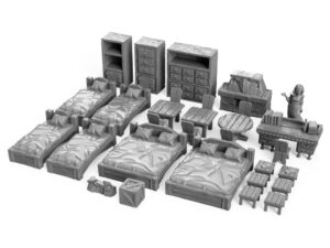 3degos tavern bedroom furniture set dnd terrain 28mm for dungeons and dragons, d&d, pathfinder, warhammer 40k, rpg, miniatures, age of sigmar, tabletop, d and d, dungeons and dragons gifts