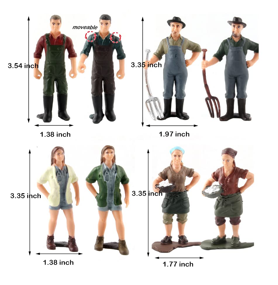 Hiawbon 26 Pcs Farmer People Action Figures Realistic Miniature Hand Painted Rider Figurines for Birthday Gifts