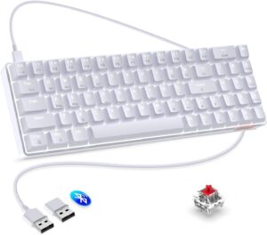 a.jazz ak692 compact hot-swappable wireless number pad mechanical gaming keyboard 5.0 bluetooth type c wired mode 4000 mah rechargable light up for mac laptop ip ad pc phone ps4 gamer office - white