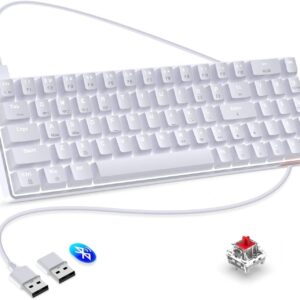 A.JAZZ AK692 Compact Hot-Swappable Wireless Number Pad Mechanical Gaming Keyboard 5.0 Bluetooth Type C Wired Mode 4000 mAh Rechargable Light up for Mac Laptop IP ad PC Phone PS4 Gamer Office - White