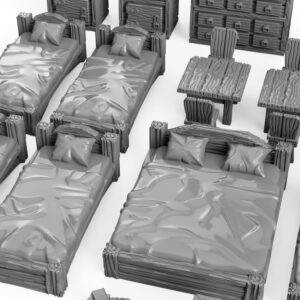 3DEGOS Tavern Bedroom Furniture Set DND Terrain 28mm for Dungeons and Dragons, D&D, Pathfinder, Warhammer 40k, RPG, Miniatures, Age of Sigmar, Tabletop, D and D, Dungeons and Dragons Gifts