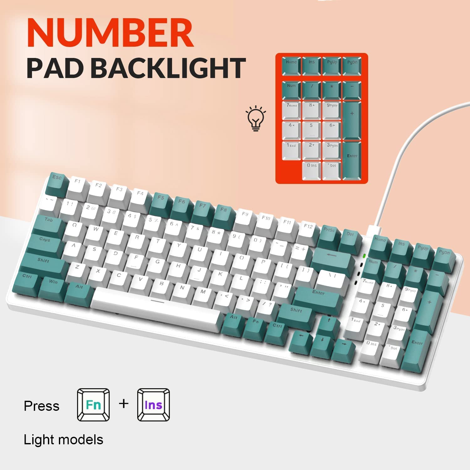 Ajazz K3 TKL Gaming Mechanical Keyboard-Wired Compact 10 Chroma RGB Backlit Computer Keyboard with Number Pad,98 Keys PC Gaming Keyboards with Clicky Blue Switch for Gamers/Mac/Win