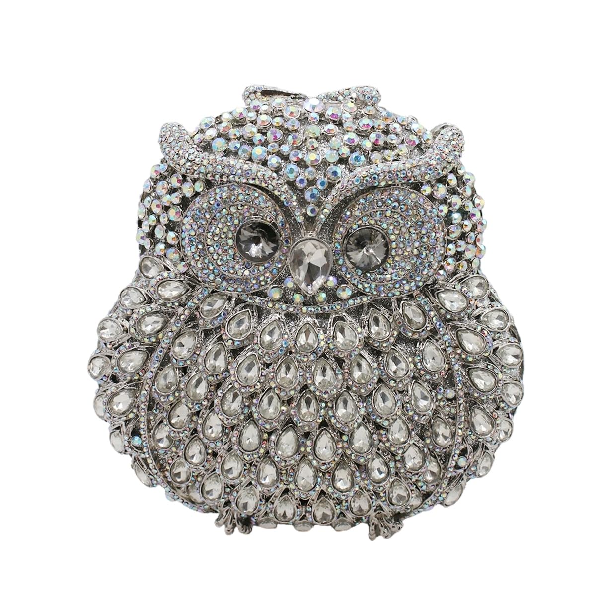 UMREN Cute Owl Clutch Women Crystal Evening Bags Luxury Handbag Rhinestone Wedding Party Purse Silver