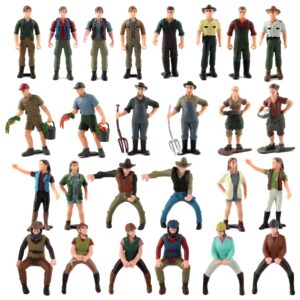 hiawbon 26 pcs farmer people action figures realistic miniature hand painted rider figurines for birthday gifts