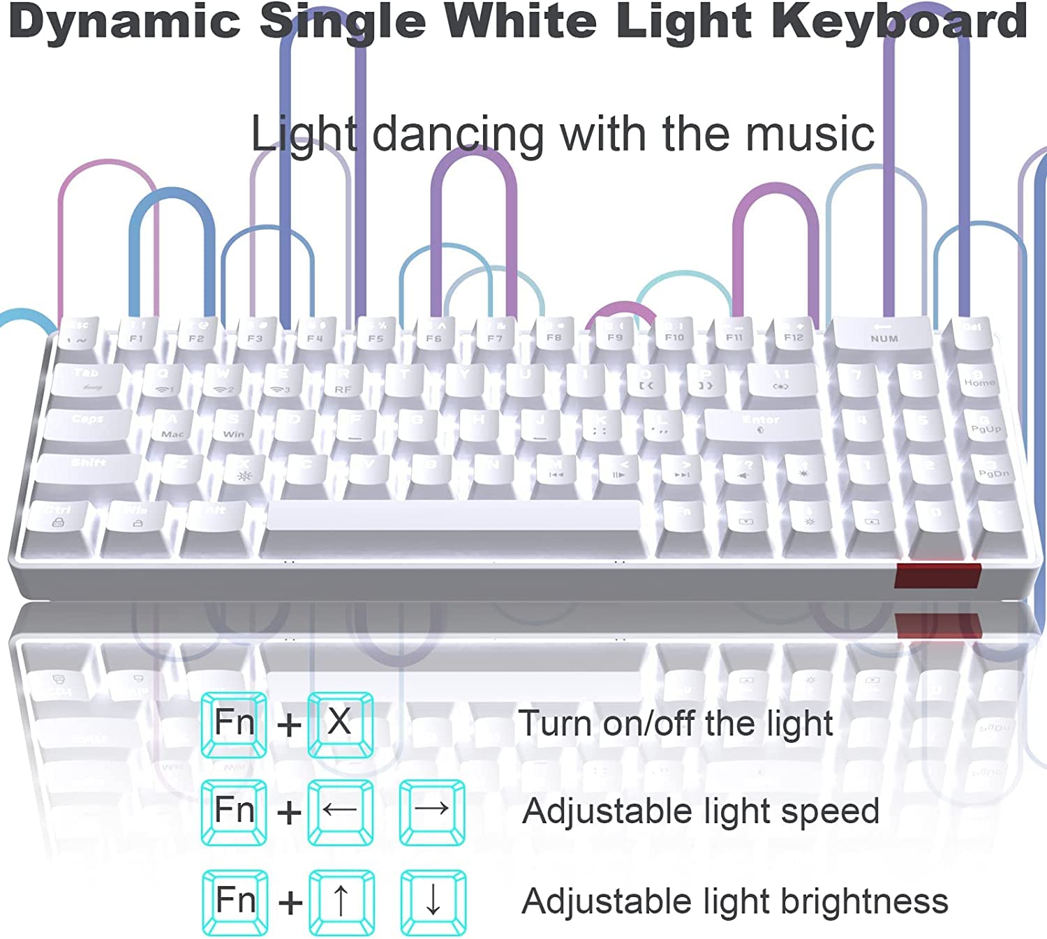 A.JAZZ AK692 Compact Hot-Swappable Wireless Number Pad Mechanical Gaming Keyboard 5.0 Bluetooth Type C Wired Mode 4000 mAh Rechargable Light up for Mac Laptop IP ad PC Phone PS4 Gamer Office - White