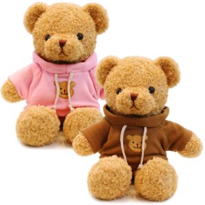 aoriher 2 pieces stuffed bears animal plush gifts prom 11.8 inch soft bear clothes bear plush for christmas newlyweds mom grandma women baby shower valentine party favor