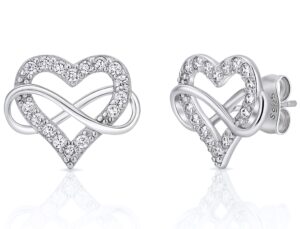 sash & soph sterling silver infinity heart cubic zirconia earrings, 925 metal type, women's stud earrings