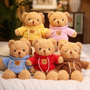 Aoriher 2 Pieces Stuffed Bears Animal Plush Gifts Prom 11.8 Inch Soft Bear Clothes Bear Plush for Christmas Newlyweds Mom Grandma Women Baby Shower Valentine Party Favor